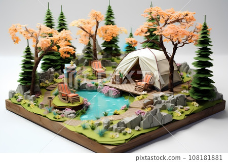 Camping (3D) Diorama - Stock Illustration [108181881] - PIXTA