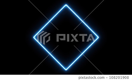 Diamond-shaped blue neon frame black background - Stock Illustration ...