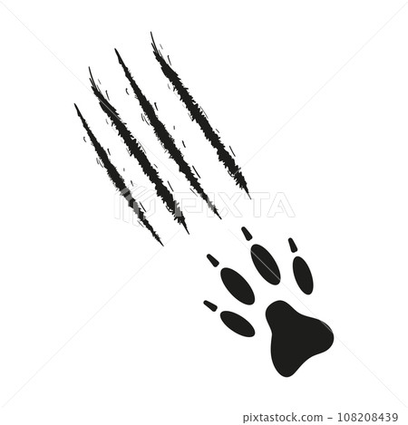 Paw print with claws of dog or wolf with traces... - Stock Illustration ...