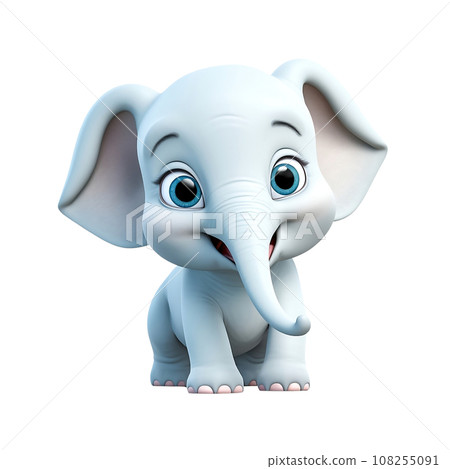 Cartoon animal, cute smiling baby elephant calf-插圖素材 [108255091] - PIXTA圖庫