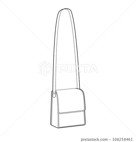 North-South Cross-Body Bag silhouette. Fashion... - Stock Illustration ...