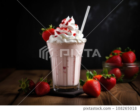 Glass with delicious strawberry milk shake.... - Stock Illustration ...