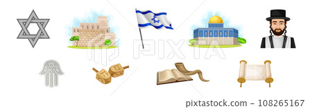 Israel Objects and Symbol of Culture Vector Set - Stock Illustration ...
