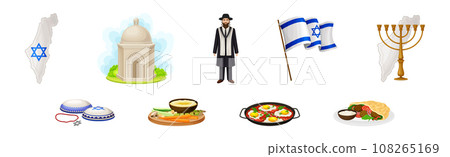 Israel Objects and Symbol of Culture Vector Set - Stock Illustration ...