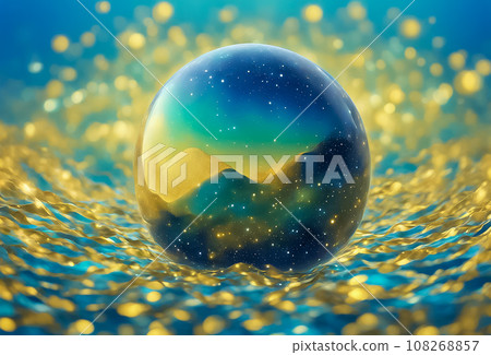 abstract sphere floating in water - Stock Illustration [108268857] - PIXTA
