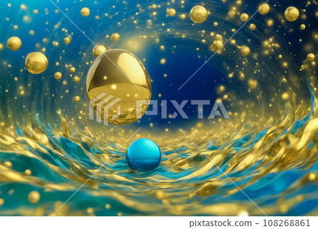 abstract sphere floating in water - Stock Illustration [108268861] - PIXTA