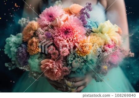 The bride s bouquet exploding in powder.-插圖素材 [108269840] - PIXTA圖庫
