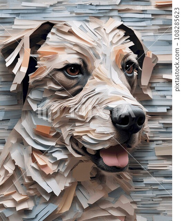 Detailed Paper Collage Art of a Dog - Stock Illustration [108285623 ...