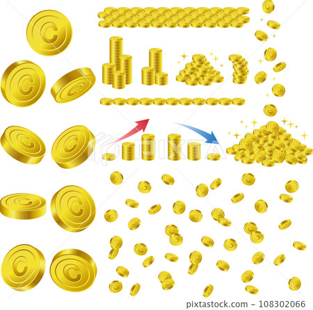 Illustration set summary of coins with C mark - Stock Illustration ...