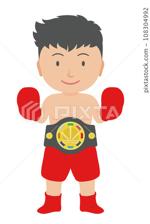 Male boxer wearing a championship belt - Stock Illustration [108304992 ...