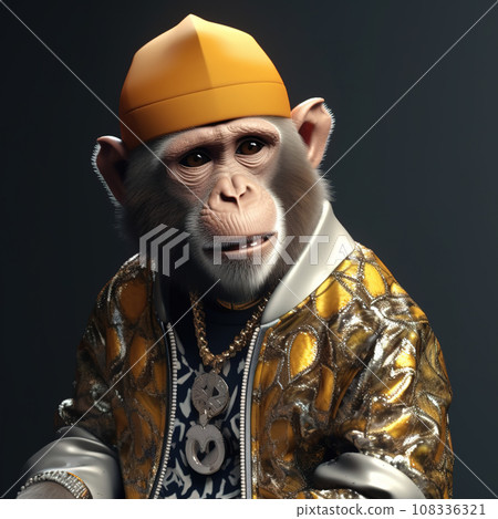 Image of portrait of a monkey hip hop outfit... - Stock Illustration ...