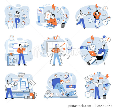 Busy employee vector illustration. The overload... - Stock Illustration ...