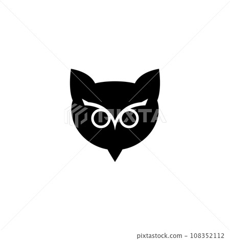 Night owl head, Nocturnal Bird of Prey. Flat...-插圖素材 [108352112] - PIXTA圖庫