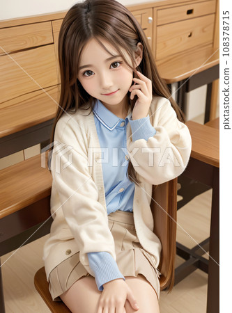 AI-generated image of a high school girl - Stock Illustration ...