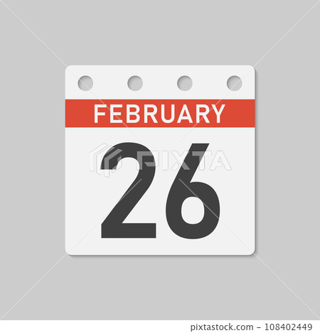 Icon page calendar day - 26 February - Stock Illustration [108402449 ...