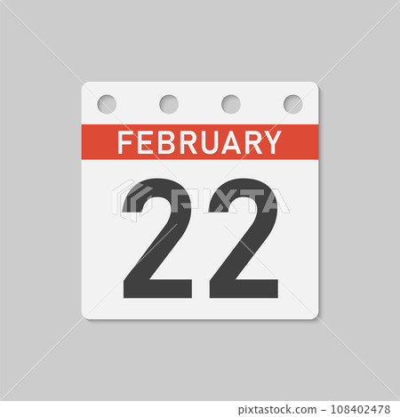 Icon page calendar day - 22 February - Stock Illustration [108402478 ...