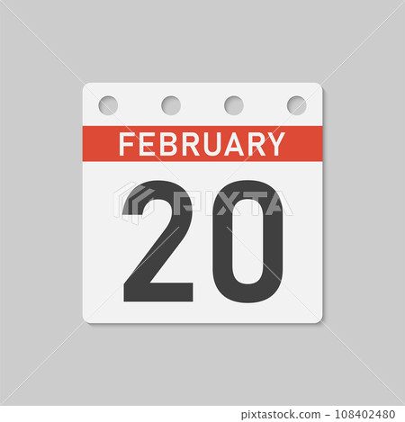 Icon page calendar day - 20 February - Stock Illustration [108402480 ...