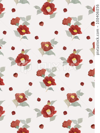 Seamless pattern of red camellia painted in... - Stock Illustration [108406856] - PIXTA