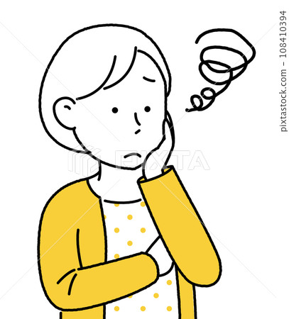 Worried woman simple illustration - Stock Illustration [108410394] - PIXTA