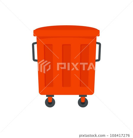 Red garbage box icon. Flat illustration of red... - Stock Illustration ...