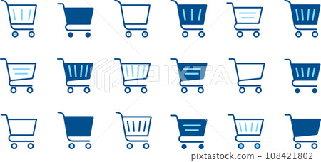 Blue two-color shopping cart icon set - Stock Illustration [108421802 ...