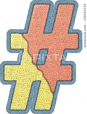 Number sign Patchwork Letter - Quilted Stitch... - Stock Illustration ...