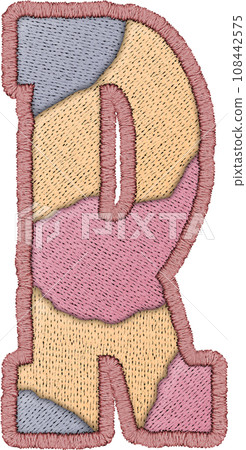 R Patchwork Uppercase Letter - Quilted Stitch... - Stock Illustration ...