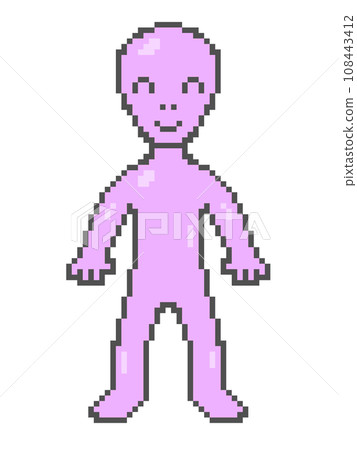 Pixel art_Alien (purple) smile - Stock Illustration [108443412] - PIXTA