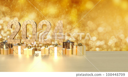 The 2024 gold and gift box for celebration...-插圖素材 [108448709] - PIXTA圖庫