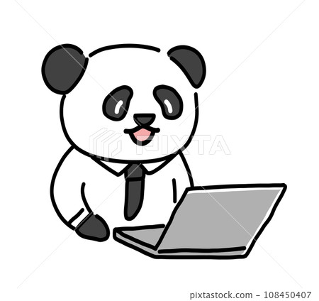 Working panda character using a computer - Stock Illustration ...