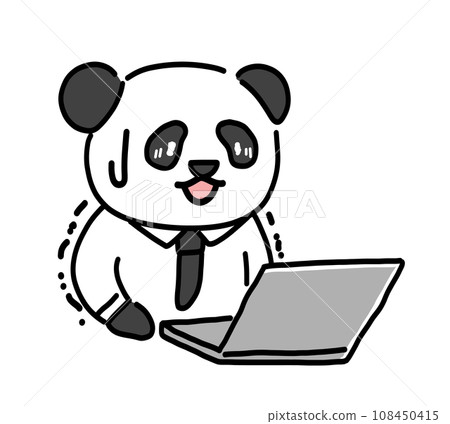 A frightened panda office worker makes a... - Stock Illustration ...