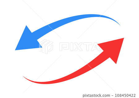 Set of rising red arrows and descending blue... - Stock Illustration ...