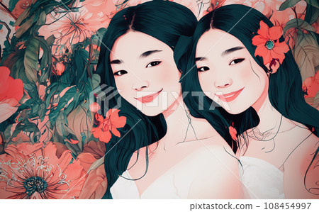 botanical woman - Stock Illustration [108454997] - PIXTA