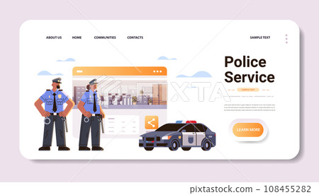 policemen in uniform officers men cops standing... - Stock Illustration ...