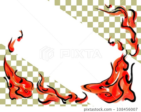 Japanese style flame (checkered pattern) - Stock Illustration ...