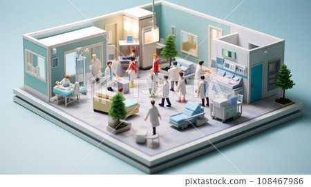 3D of the hospital. Isometric style. Generative... - Stock Illustration ...