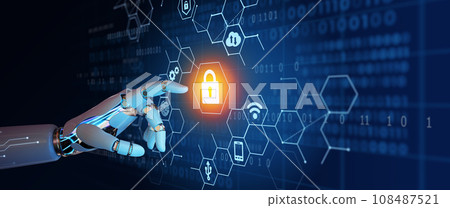 Ai Robot hand using Cyber Security Privacy,... - Stock Illustration ...