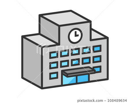 Illustration of a school building (3D line... - Stock Illustration ...