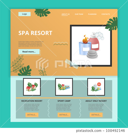Spa resort flat landing page website template.... - Stock Illustration ...