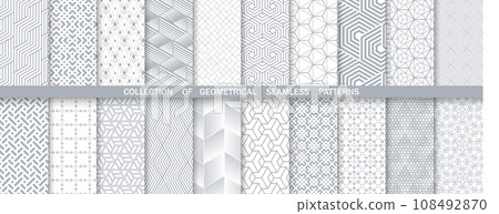 Geometric set of seamless gray and white... - Stock Illustration ...