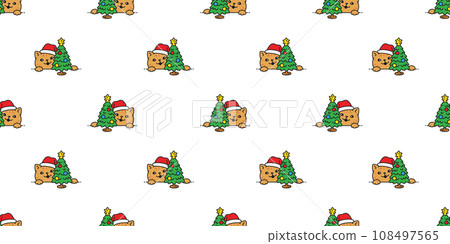 cat seamless pattern Christmas tree Santa Claus... - Stock Illustration ...