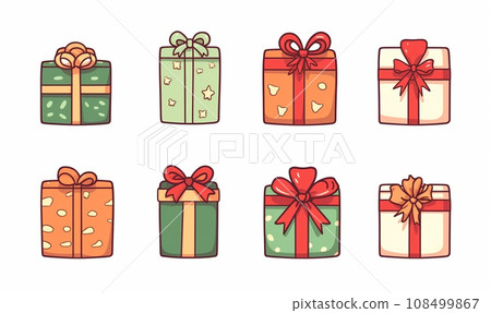Cartoon flat illustrations of gift boxes... - Stock Illustration ...