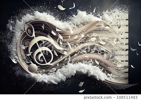 Winter Music Collage, Surreal Contemporary... - Stock Illustration ...