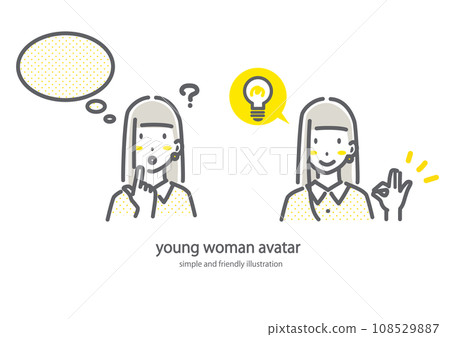 Problem & Solution Set Young Woman Simple and... - Stock Illustration ...