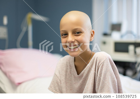 Happy cancer patient. Smiling girl after... - Stock Illustration ...