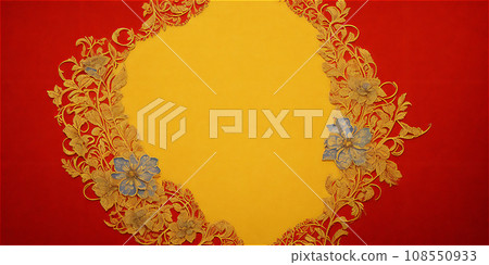 Gold leaf and flower pattern AI image - Stock Illustration [108550933 ...