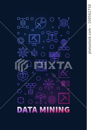 Data Mining vertical colorful banner in thin... - Stock Illustration ...