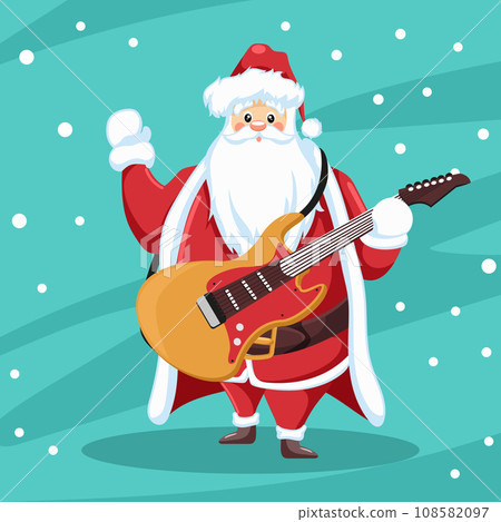 Rocker santa claus design with guitar - Stock Illustration [108582097 ...