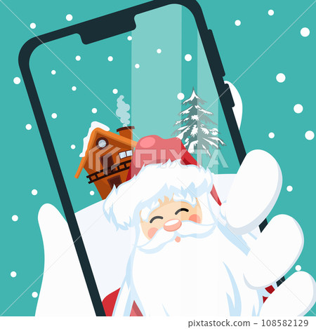 Design of Santa Claus making a video call at... - Stock Illustration ...