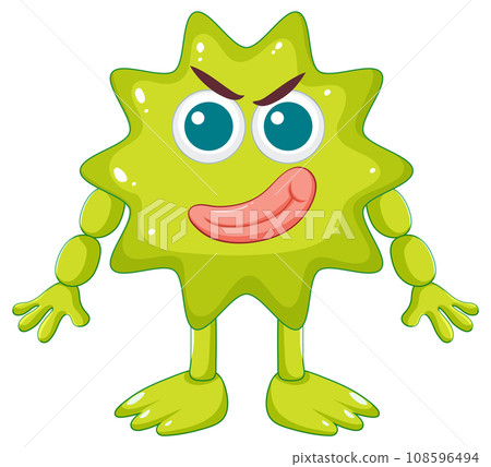 Adorable Spiky Green Alien Monster Cartoon... - Stock Illustration ...